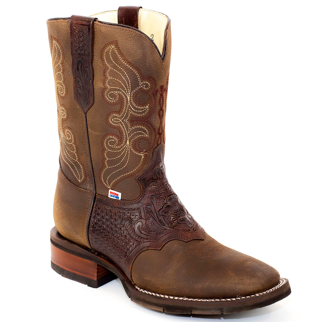 1127 - RockinLeather Men's Hand Tooled Overlay Western Boot – D & D ...