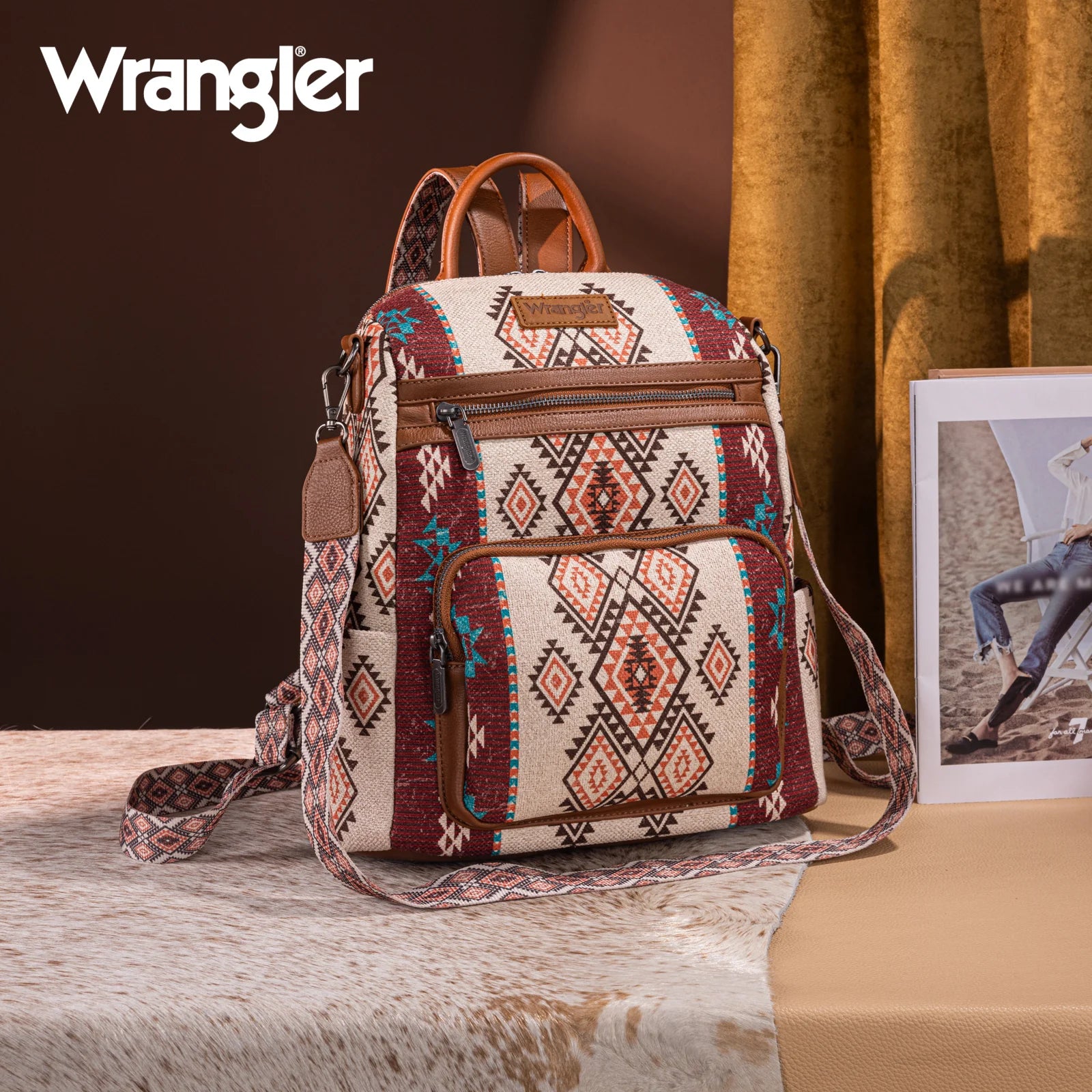 WG213-9110BR - Wrangler Aztec Print Backpack/Crossbody – D & D Outfitters