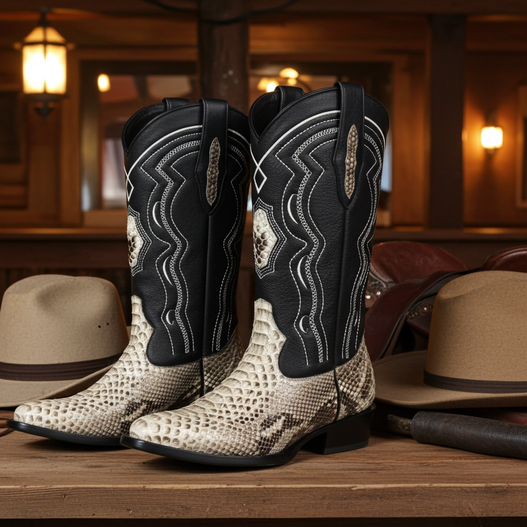 8004 - RockinLeather Men's Genuine Natural Python Boots – D & D Outfitters