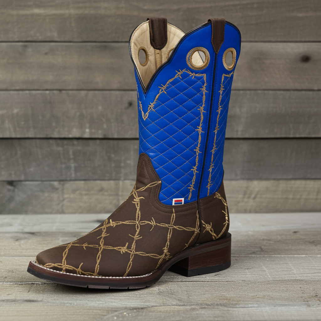 1154 - RockinLeather Men's Barbed Wire Square Toe Western Boot – D & D ...