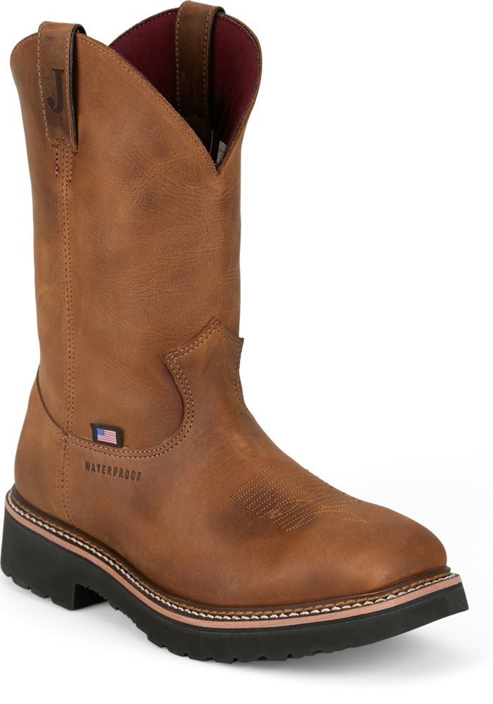 HL4224 - Justin Ames Waterproof Walnut Brown Square Toe Work Boot – D ...