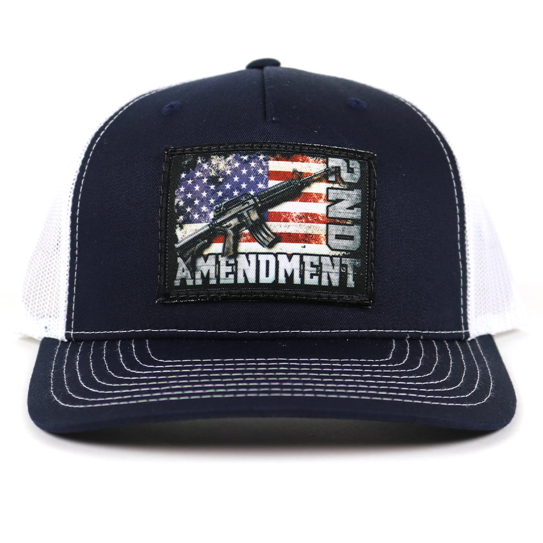 SA101 - Second Amendment Navy/White 2nd Amendment Patch Cap – D & D ...