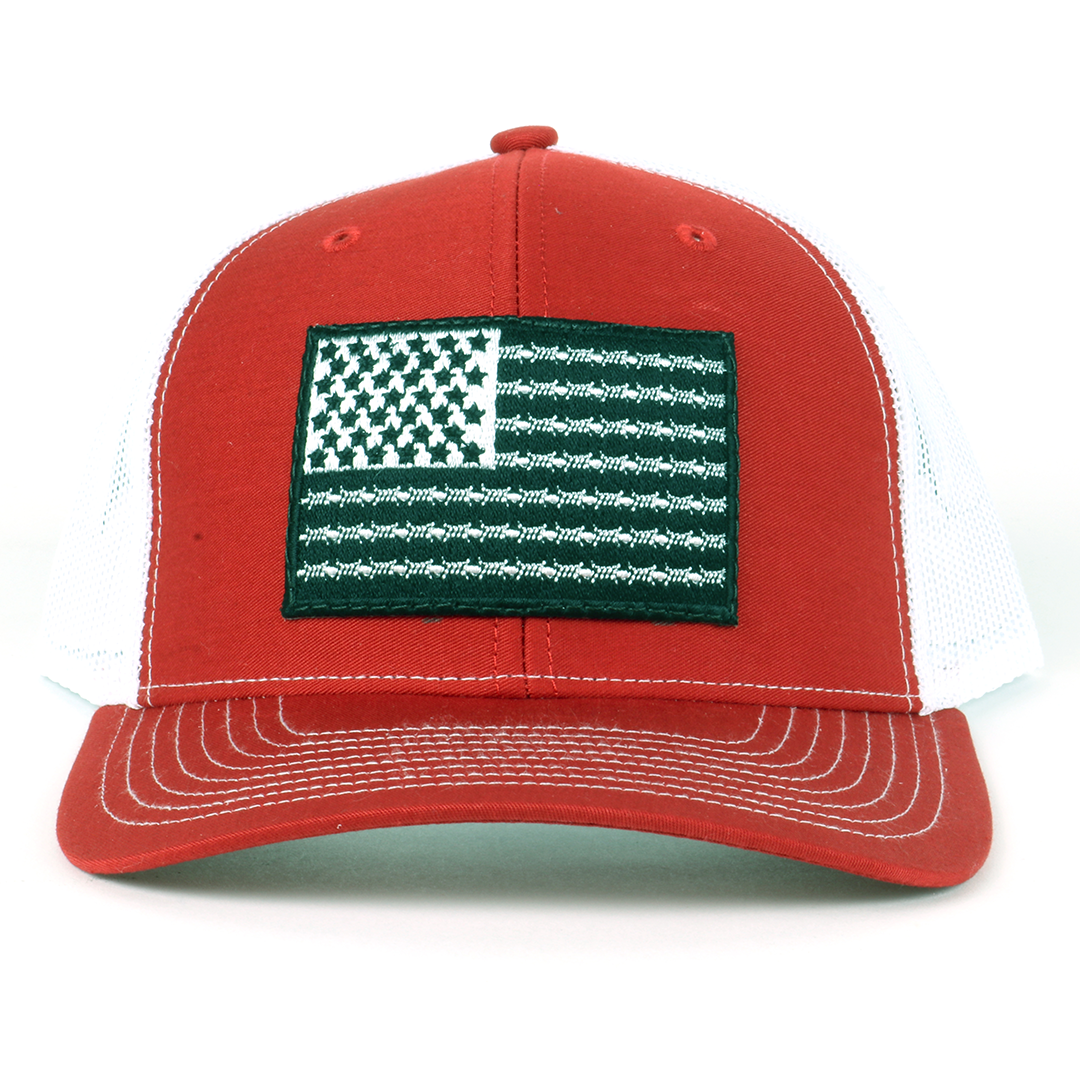 SA134 - Southern Addiction Red/White Barbed Wire Flag Cap – D & D ...