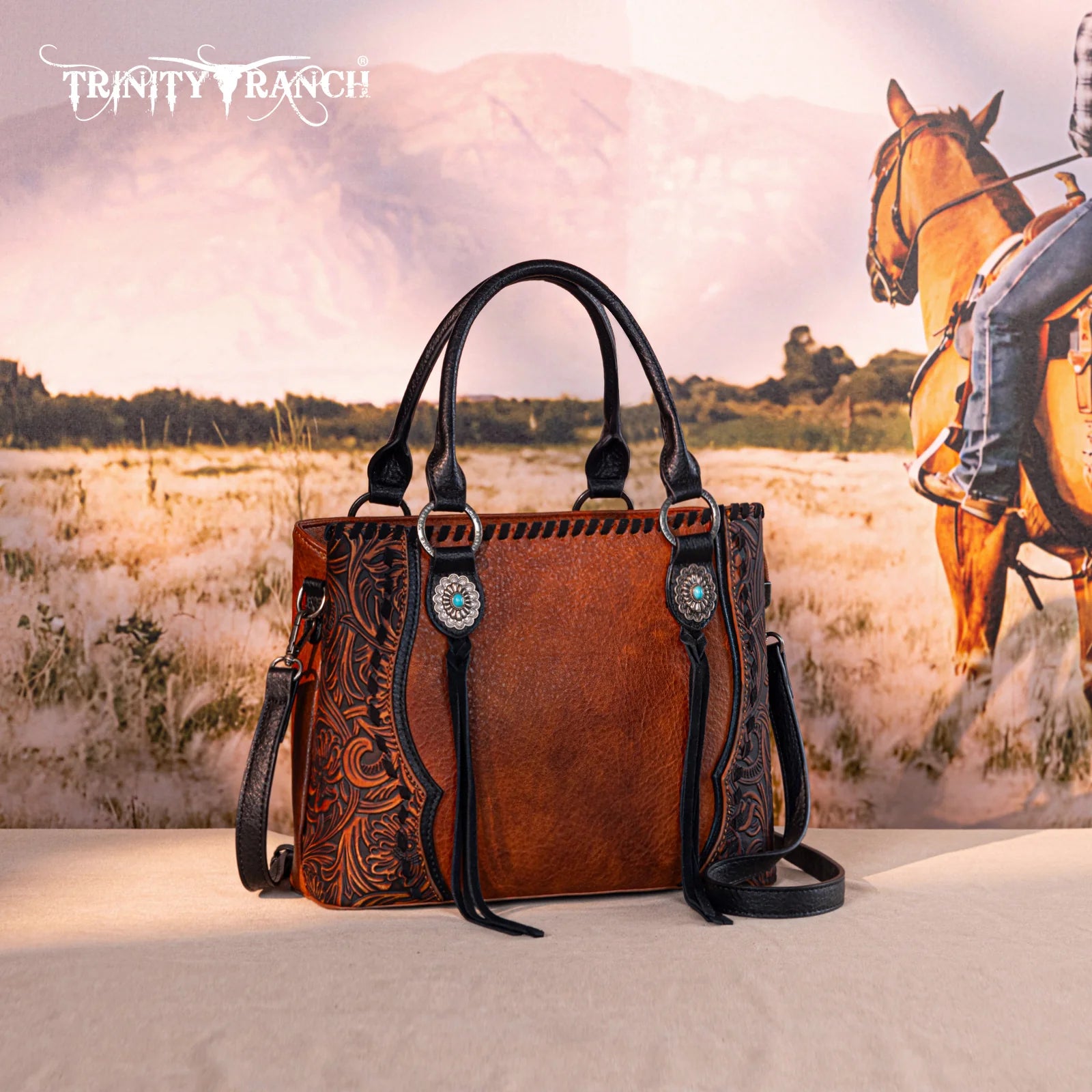 TR192G-8322BR - Trinity Ranch Concho Collection Tote/Crossbody – D & D ...